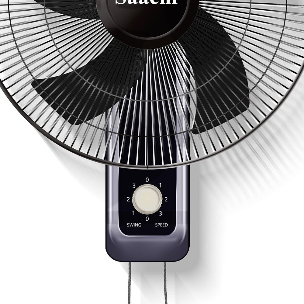 Saachi 16-Inch Wall Fan with Powerful Motor, 3-Speed Settings, 5-Blade ...